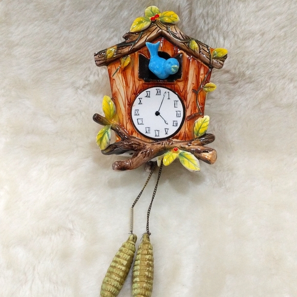 Source Unknown | Accents | Vintage Rare Blue Bird Cuckoo Clock Wall ...